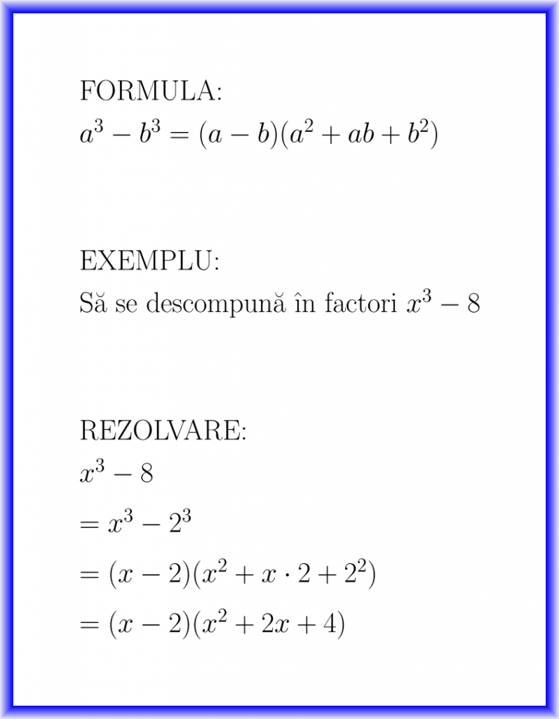Diferen De Cuburi Formul i Exemplu Rezolvat A 3 B 3