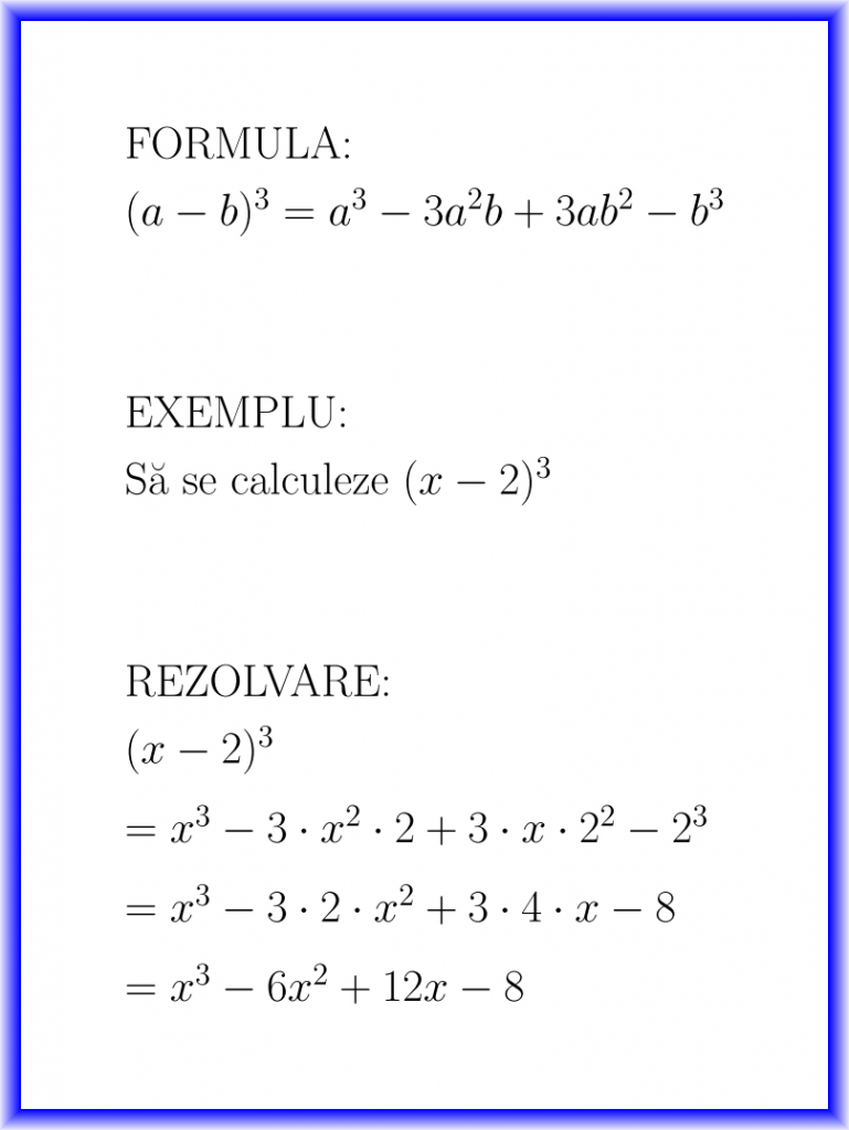Binom la cub : formulă și exemplu rezolvat : (a – b)^3 – Matematica E ...